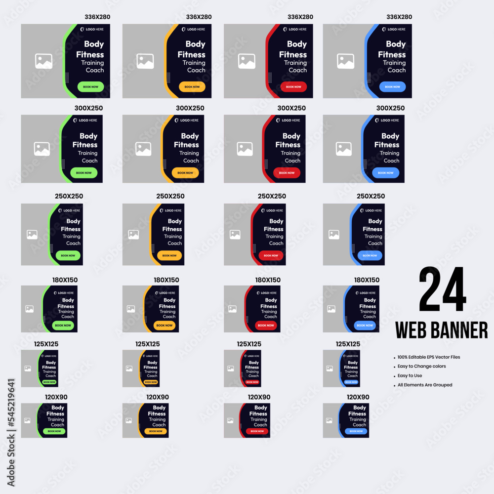 Muscle fitness training website banner design for social media posts ...