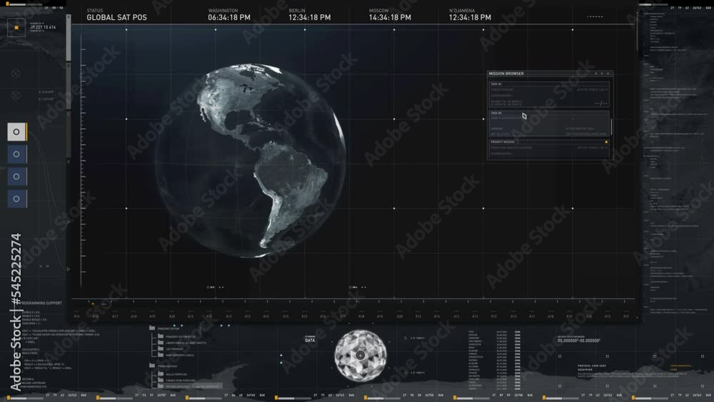 Globe Map Analyzing Scanner High Tech UI Software. Innovative Global ...