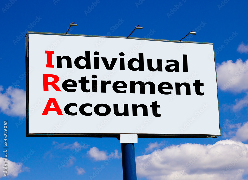 IRA individual retirement account symbol. Concept words IRA individual ...