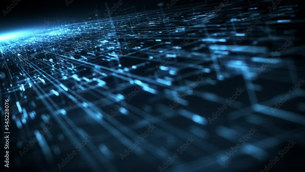 Hi-tech Space Scifi Network Landcape Background/ 4k animation of an ...