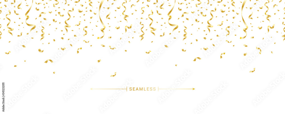 Golden confetti long banner. Christmas Holiday design element ...