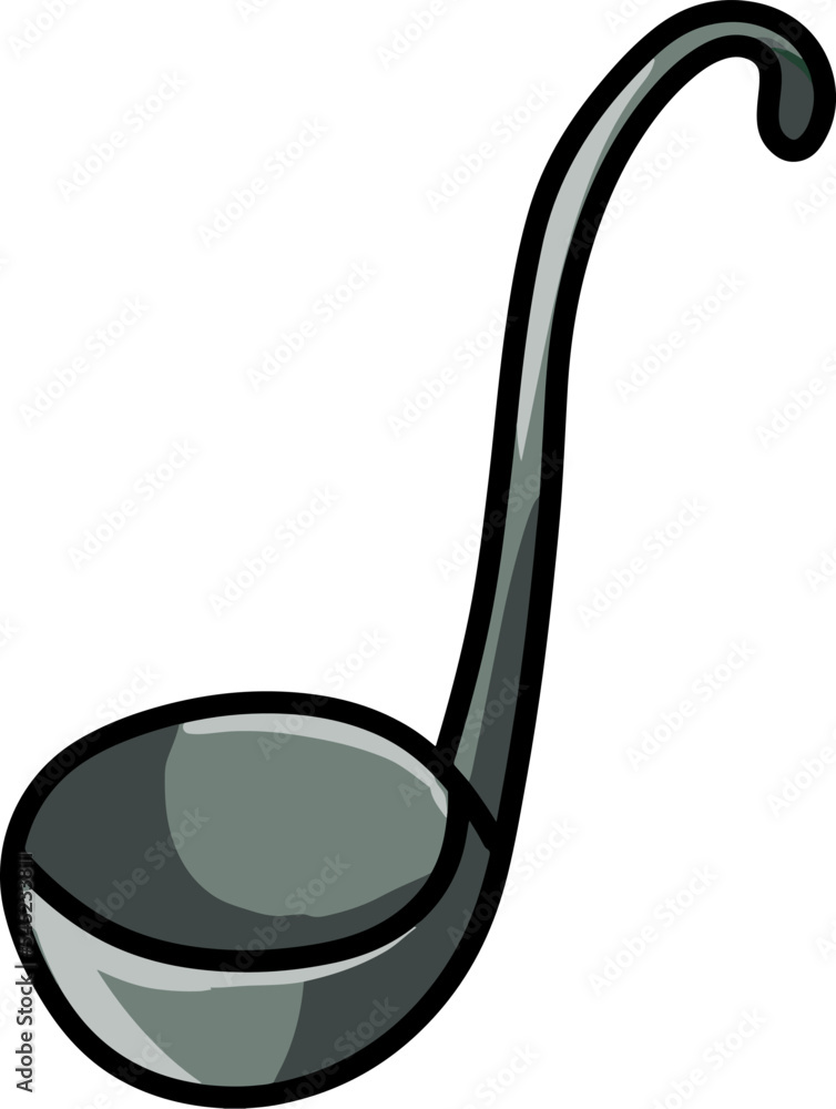 Cartoon-style ladle isolated on a vertical white background. Stock ...