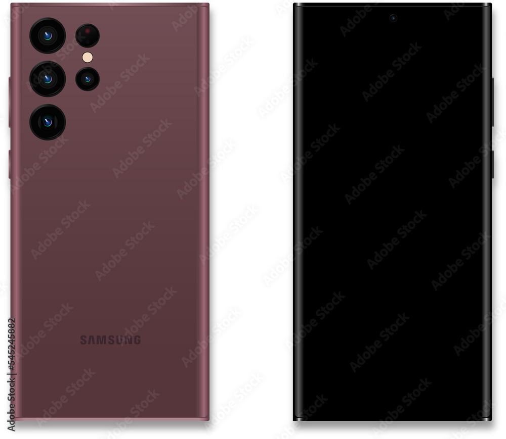 New Samsung - Galaxy S22 - Burgundy color. Smartphone screen mockup ...