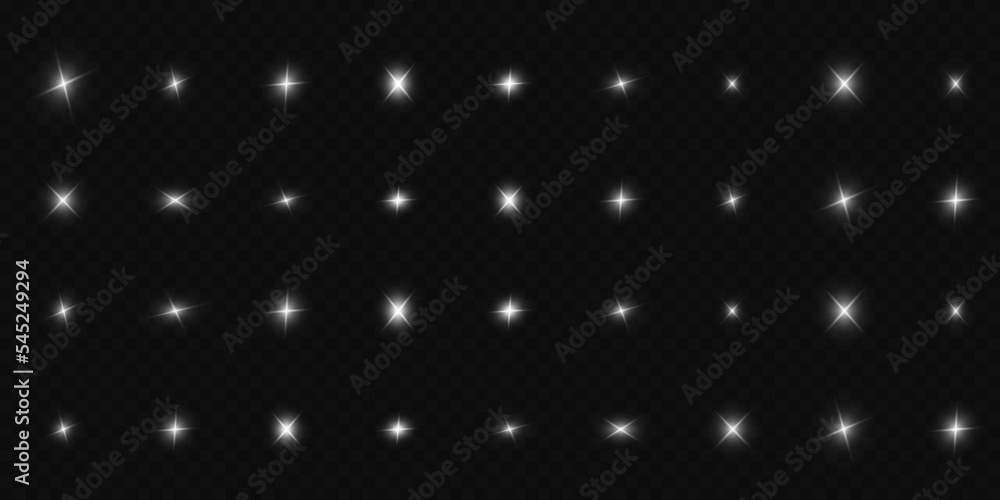 White glowing light explodes on a transparent background. Glittering ...