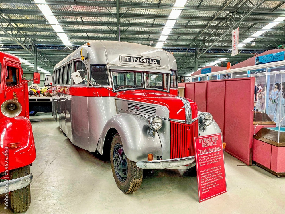 Closeup of a 1941 Old Bus on display at the National Transport Museum ...