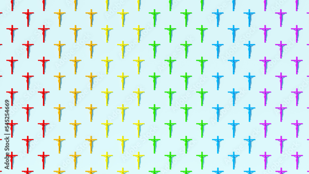 Jesus Christ Cross Rainbow Pride LGBT Inclusion Traditional Symbol of ...