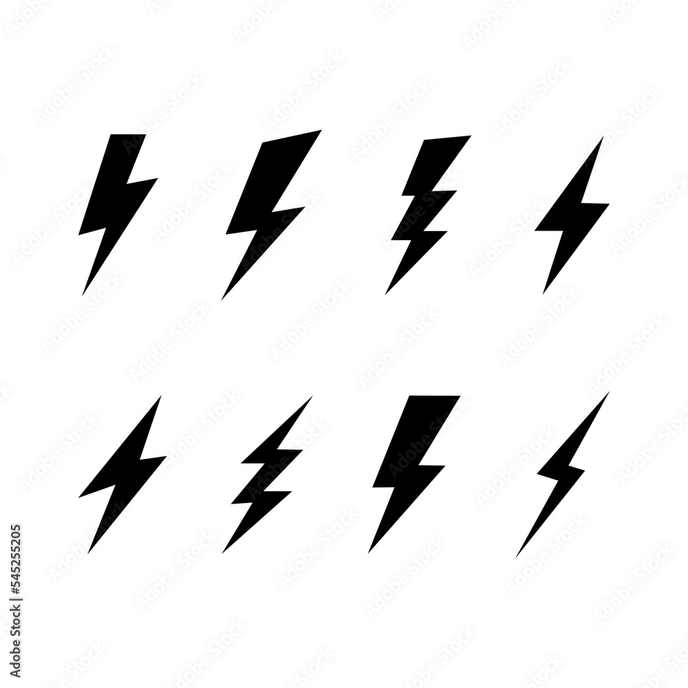 Set of lightning bolt icons. Lightning bolt Lightning flash icon set ...