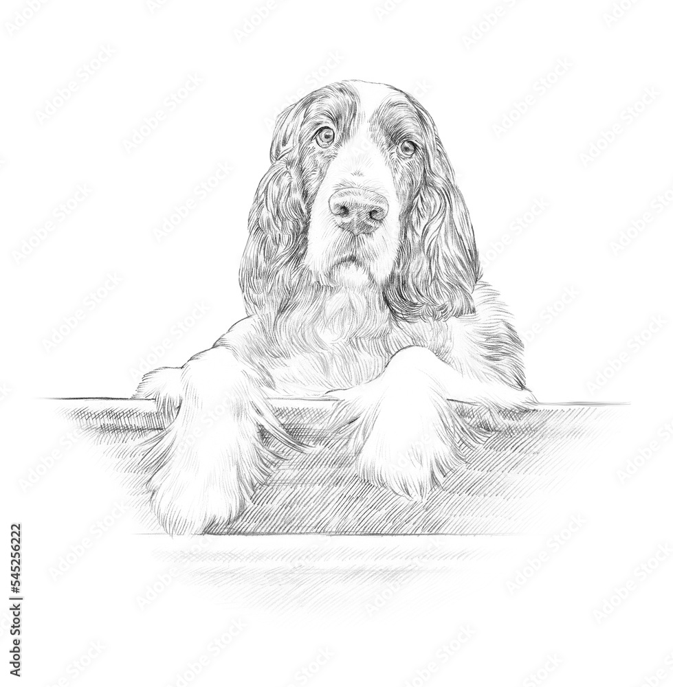 Illustration of English Cocker Spaniel dog isolated on white background ...