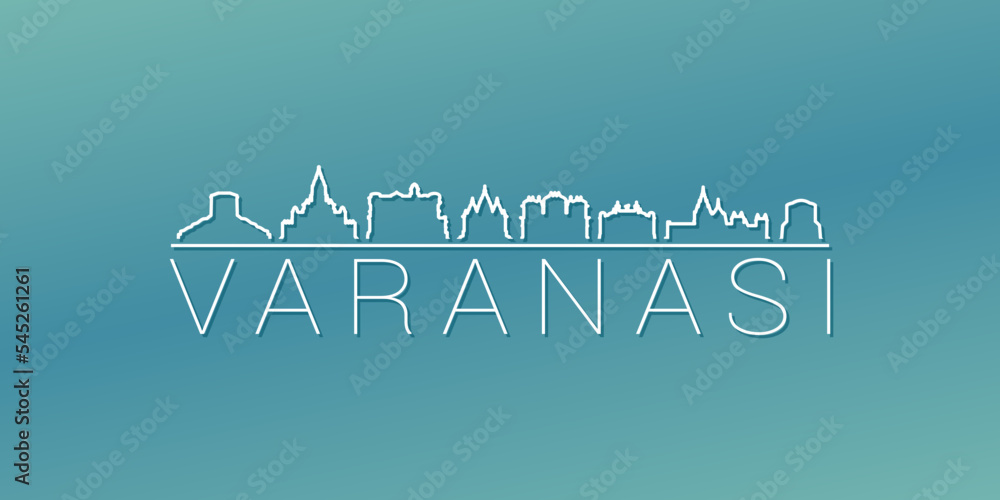 Varanasi, Uttar Pradesh, India Skyline Linear Design. Flat City ...