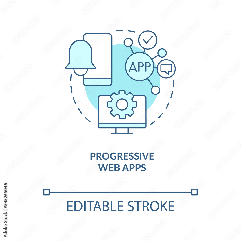 Progressive web apps turquoise concept icon. Digital industry ...