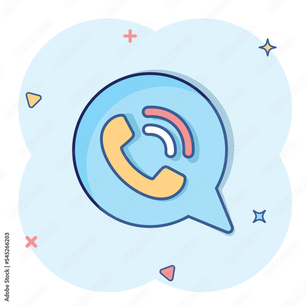 Mobile phone icon in comic style. Telephone talk cartoon vector ...
