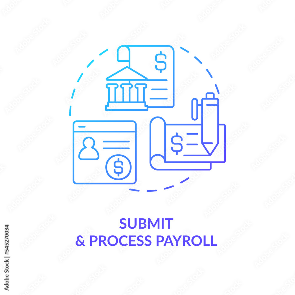 Vecteur Stock Submit and process payroll blue gradient concept icon ...