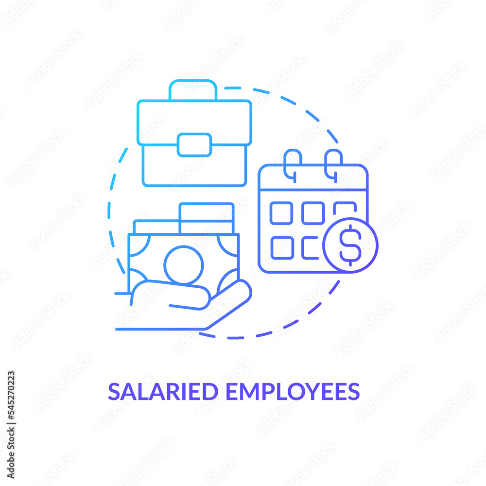 Salaried employees blue gradient concept icon. Set compensation amount ...