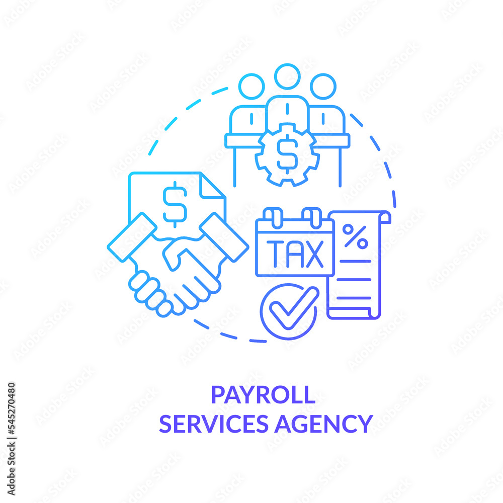 Payroll services agency blue gradient concept icon. Payment processing ...