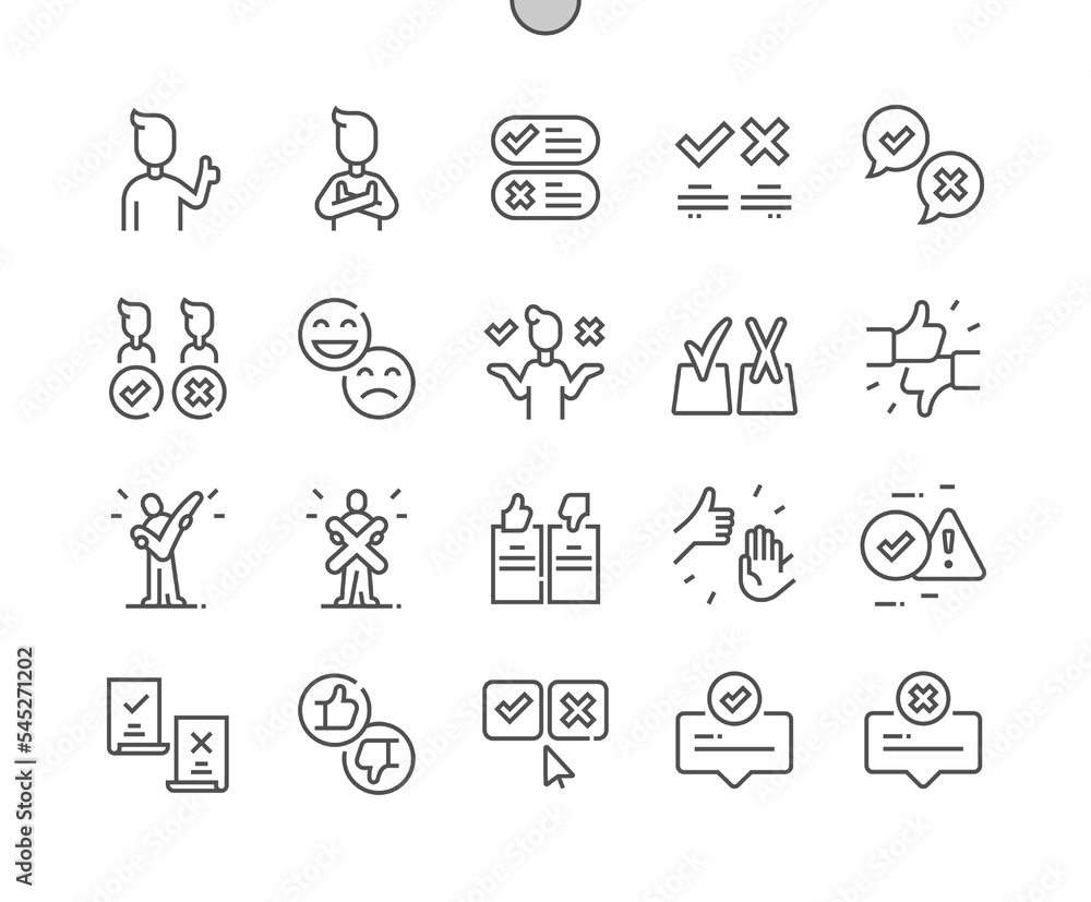 Do and Dont. Check mark. Thumb up and thumb down. Tick and cross. Like ...