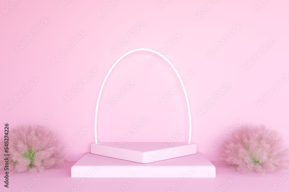 3d background podium pink scene, geometric platform, lightning neon ...