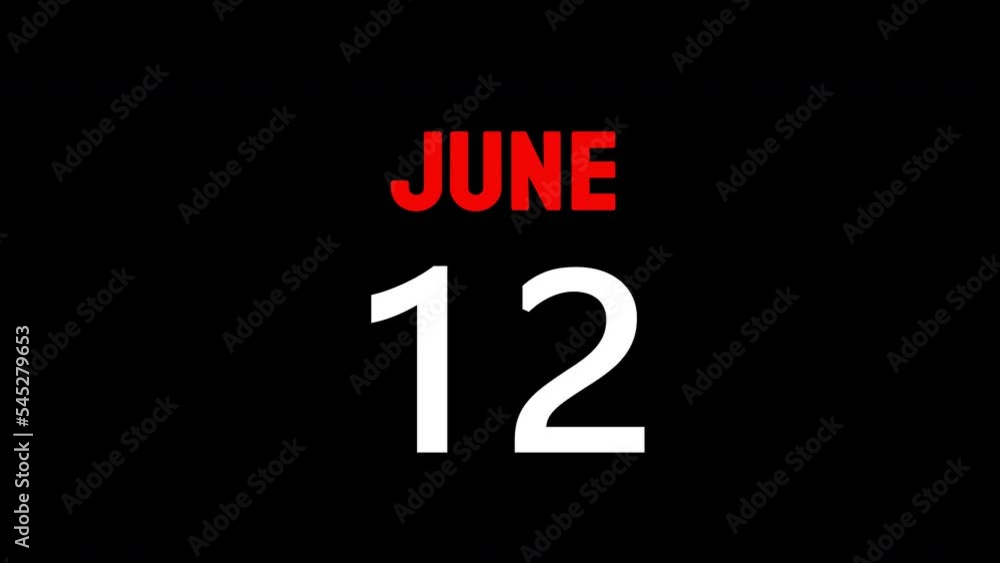 Full june month calendar with days passing by, animated numbers and ...