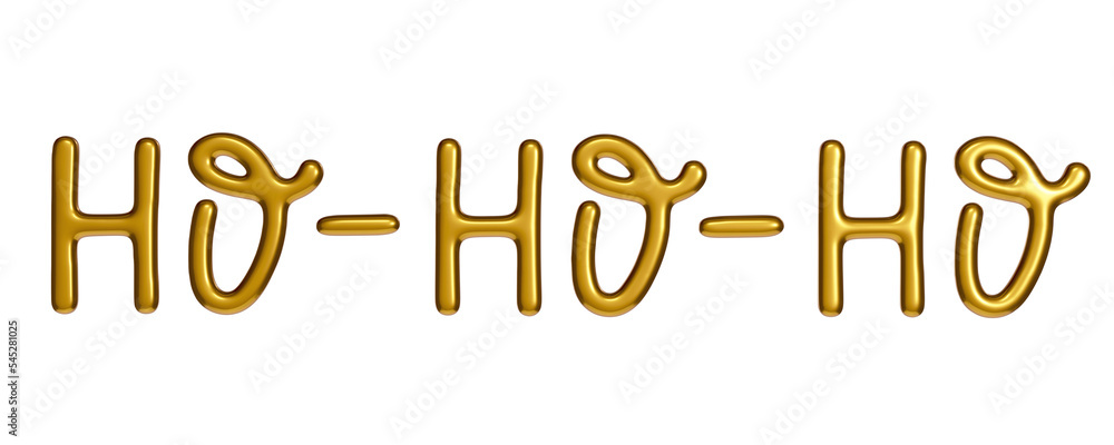 Hohoho 3d christmas golden design lettering png. Cartoon text render ...