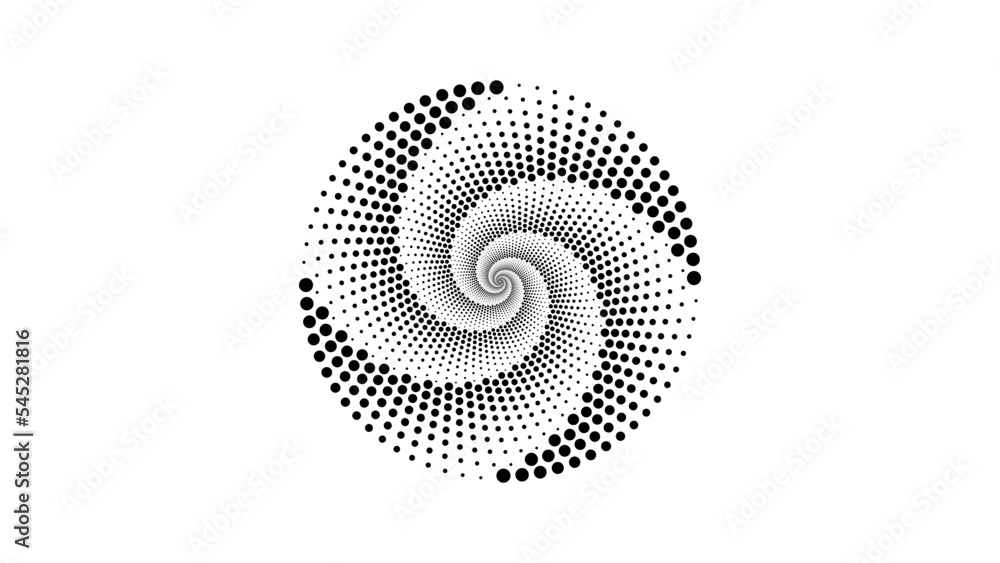 Abstract halftone dots in spiral optical illusion pattern, Vortex ...