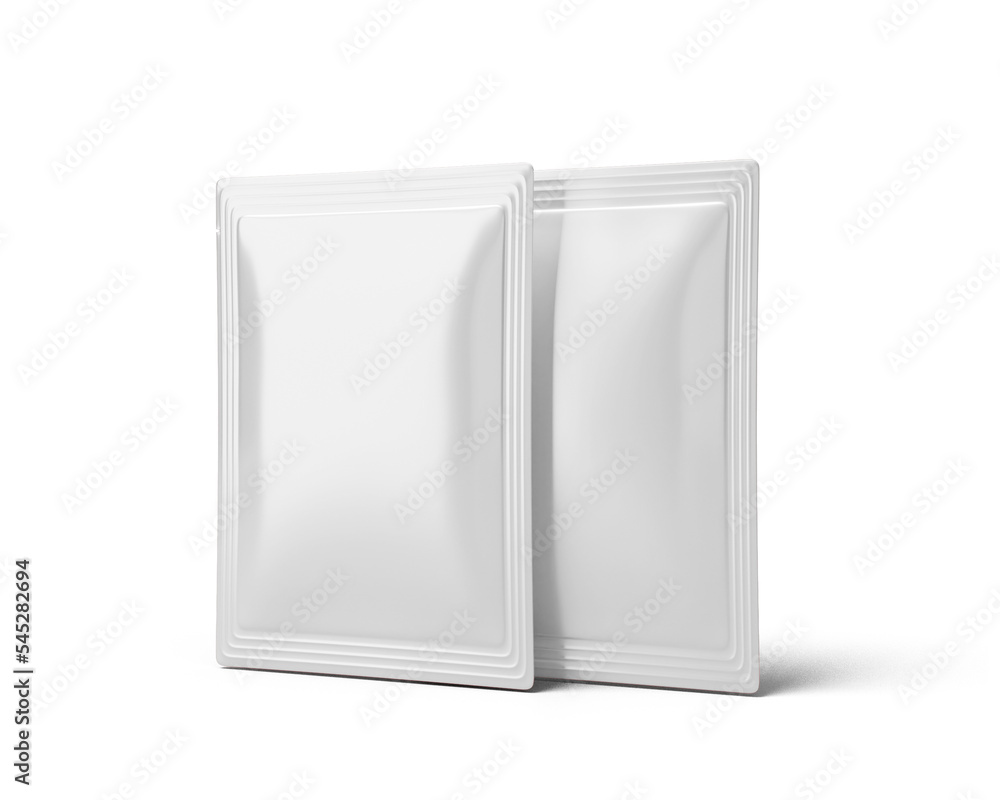 Blank sachet pouch packaging with transparent background. 3d render ...