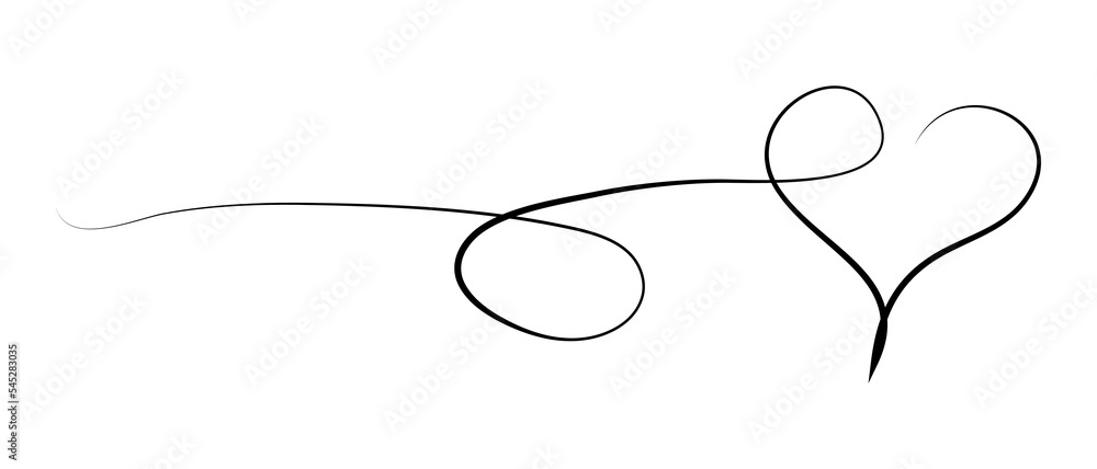 Heart in line art style. Black linear heart on a white background ...