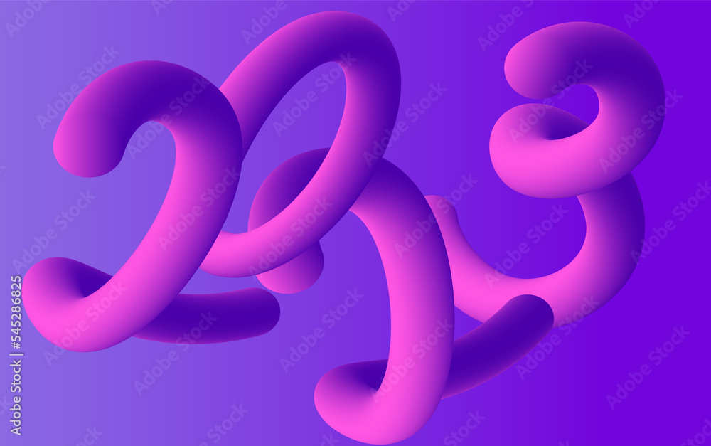 2023 3D numbers. Realistic render. New Year greeting design Stock ...