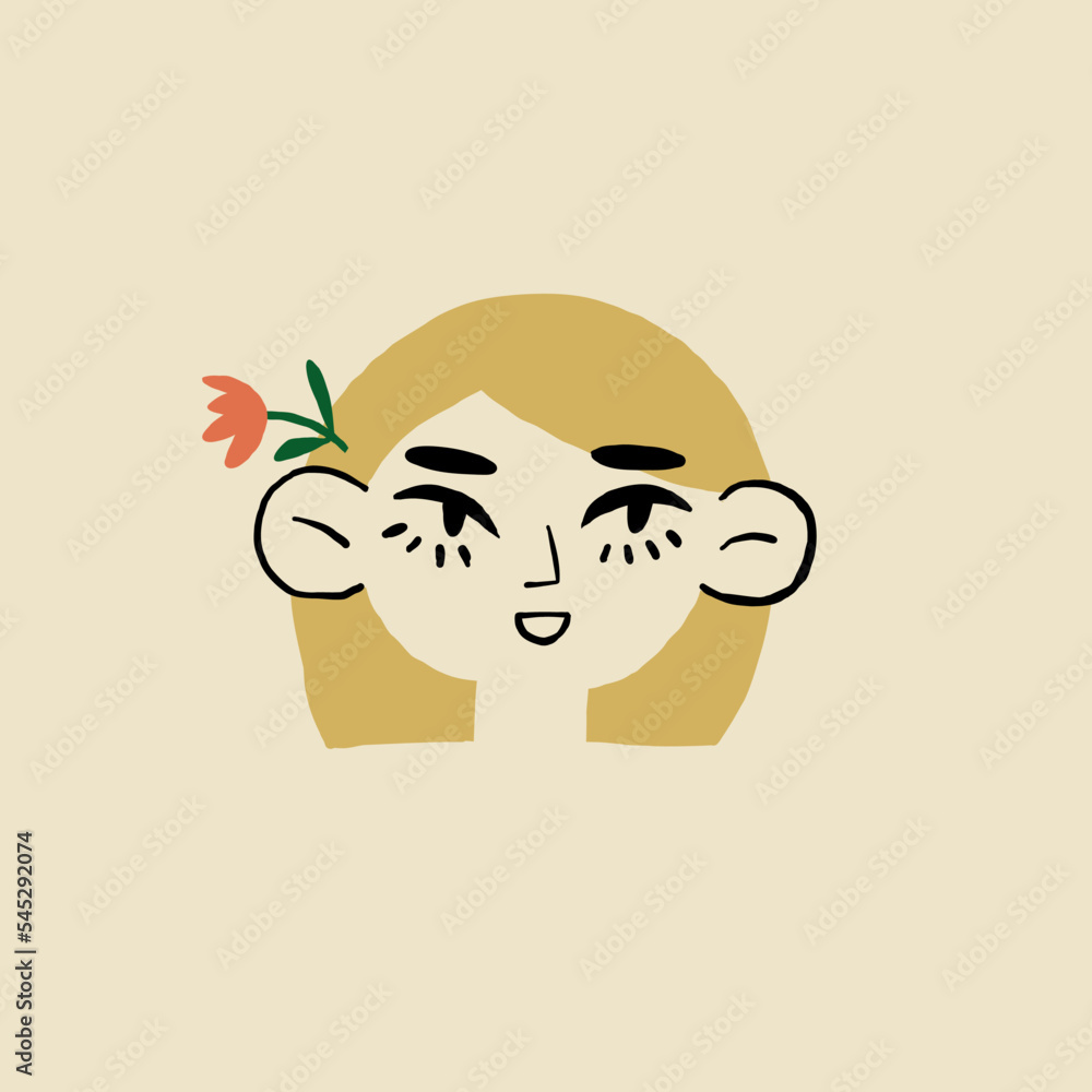 Cute doodle cartoon hand drawn girl illustration ,Cute doodle girl ...