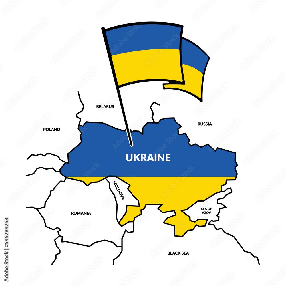Vetor de Ukraine map and flag, Ukrainian crisis, Eastern European ...
