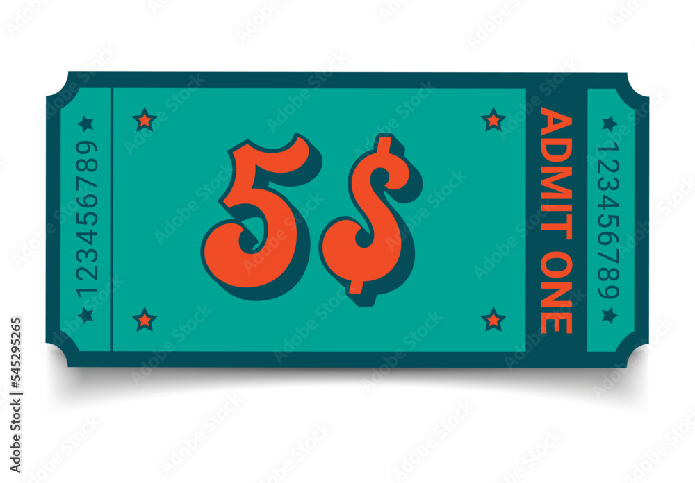 Vector retro ticket isolated isolated on white background. Cinema, theater, concert, play, party ...