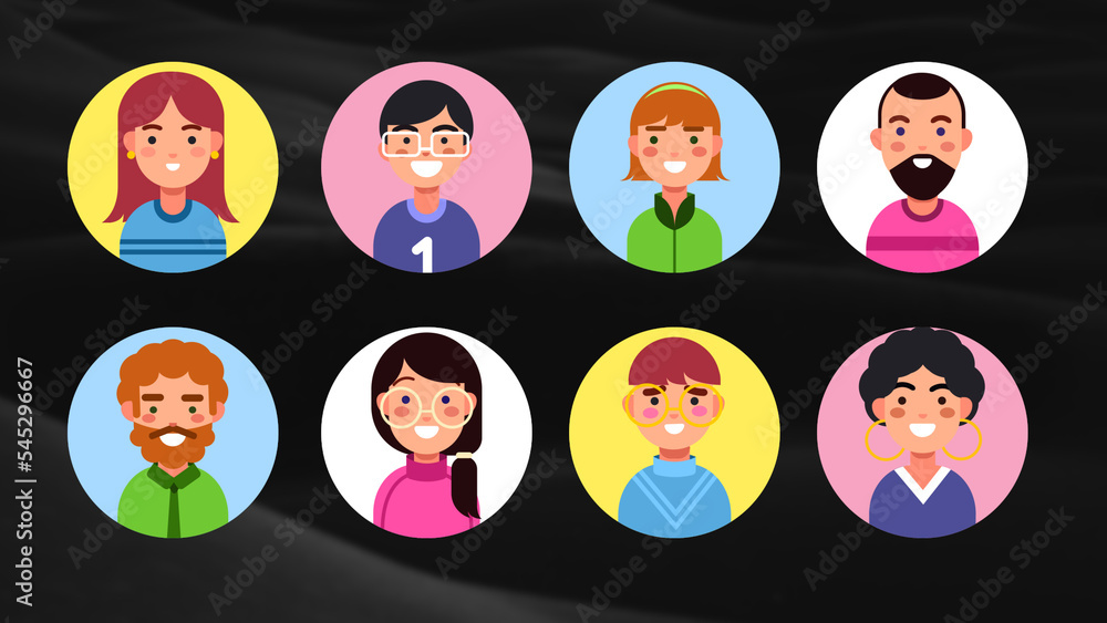 8 Flat Animated Characters Stock Template | Adobe Stock