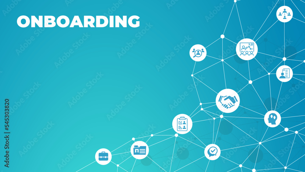 Onboarding vector illustration. Concept with connected icons related to ...
