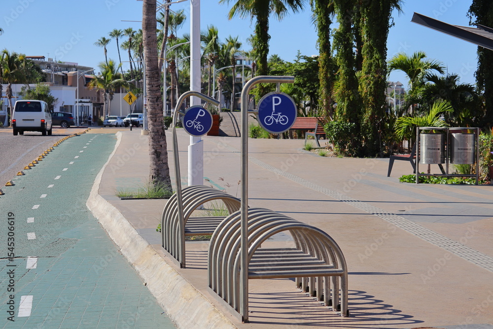 Photo & Art Print Metal cycle ports in public spaces, next to a cycle ...