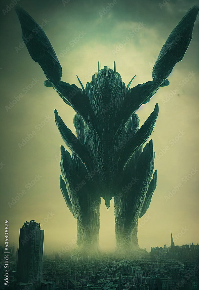 giant beast above city, giant kaiju, creature concept, kaiju, golem ...