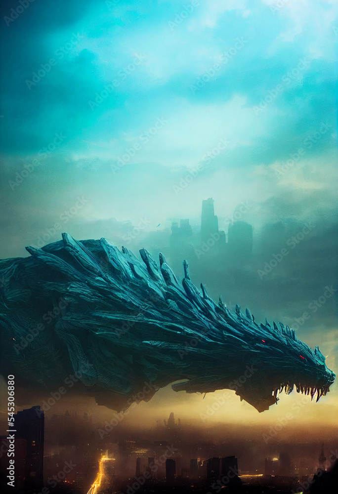 giant beast above city, giant kaiju, creature concept, kaiju, golem ...