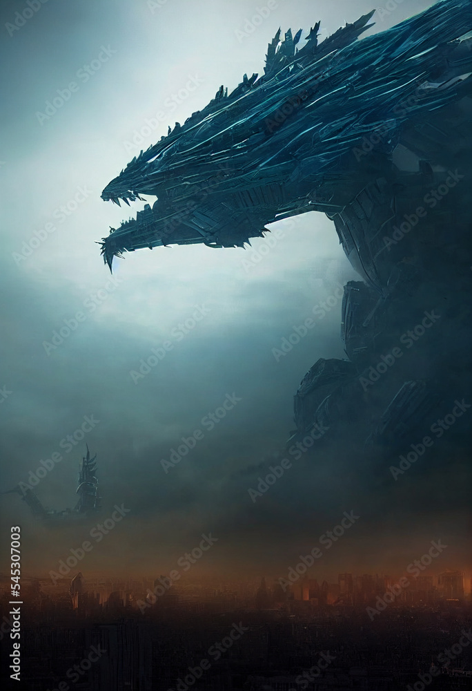 giant beast above city, giant kaiju, creature concept, kaiju, golem ...