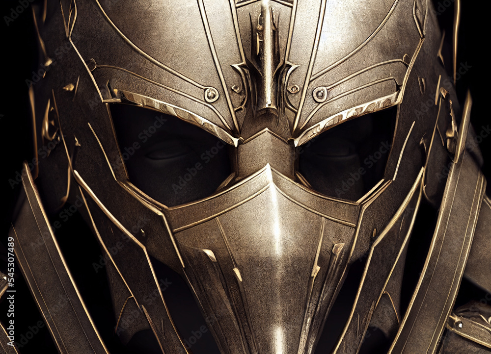 Fotografia do Stock: fierce medieval armored knight, engraved skeletal ...