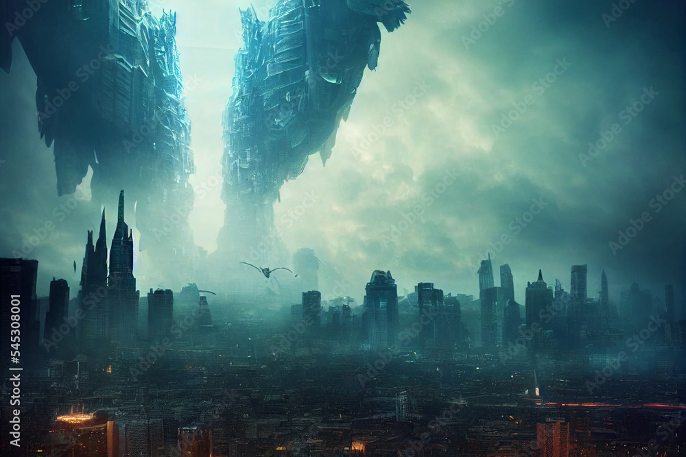 giant beast above city, giant kaiju, creature concept, kaiju, golem ...