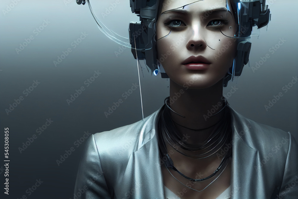 gorgeous cyberpunk woman wearing tech-wire attire as cinematic and ...