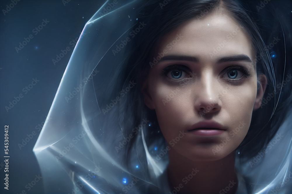 zoomed out angle sci-fi science-fiction movie portrait of a multi-eyed ...