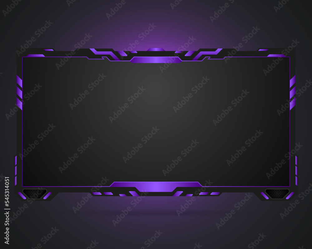 Modern live stream overlay gaming interface video panel on black ...