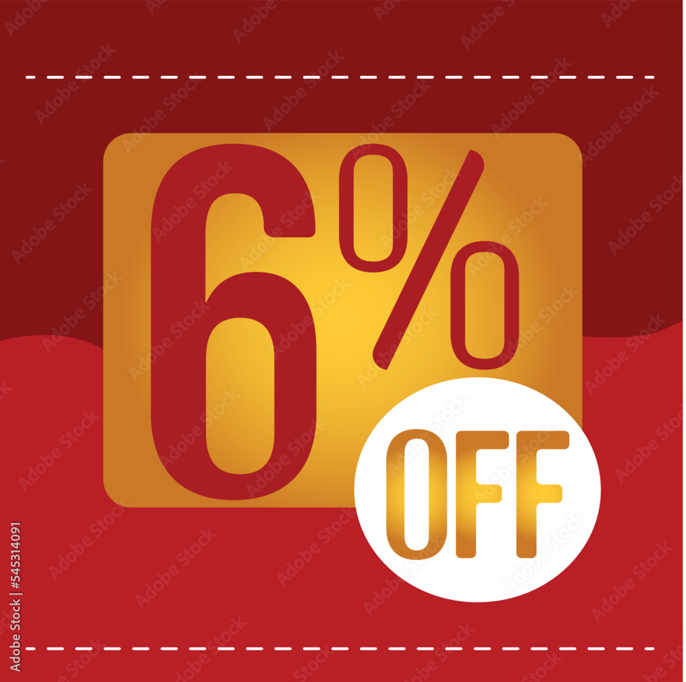 6 off. red and orange banner with floating balloon for promotions and offers Stock Vector ...