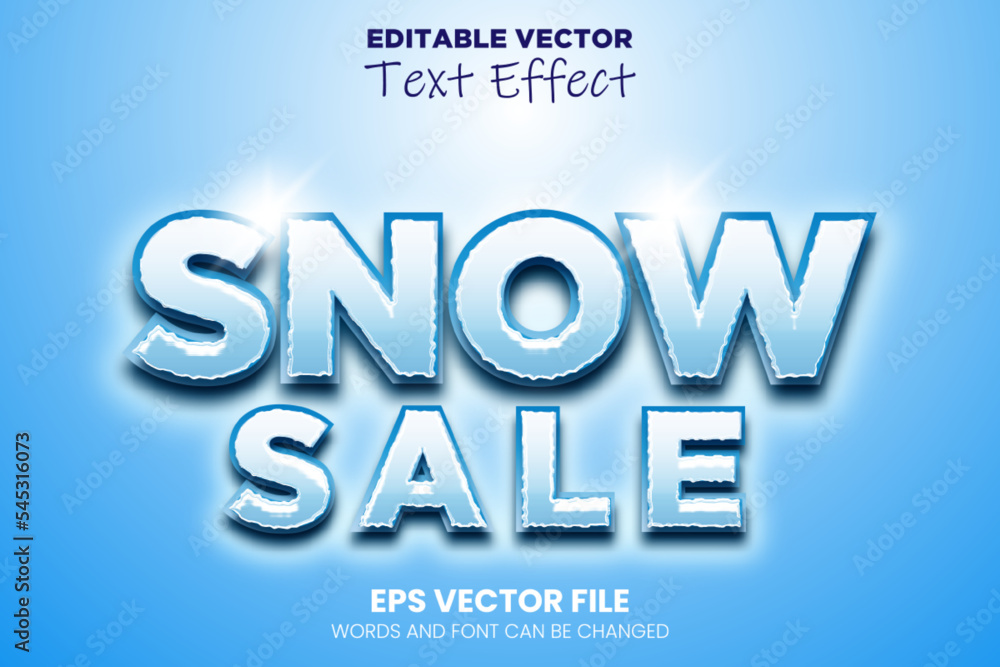 Snow Sale Editable Vector Text Effect Stock Vector | Adobe Stock