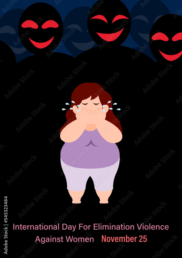 Vecteur Stock Fat woman in cartoon character victim of bullying from ...