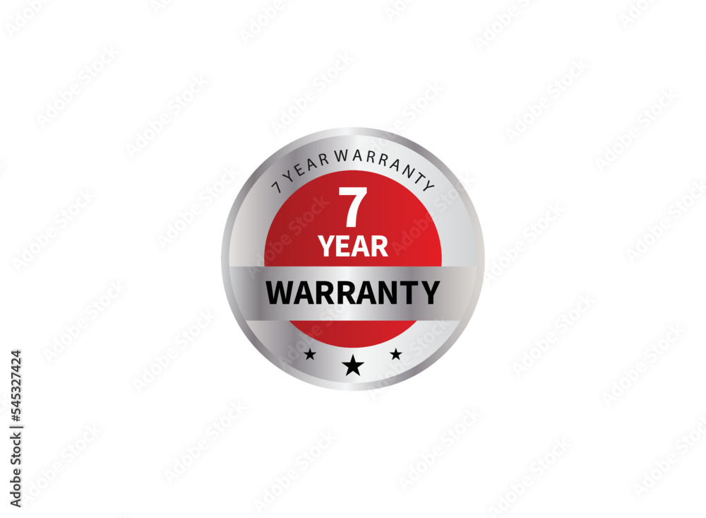 Warranty 7 years isolated vector label on white background. Guarantee ...