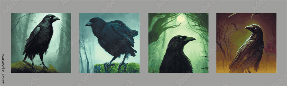 Mystical Bird Crow, Gothic symbol, Halloween, fear , black crows in a ...