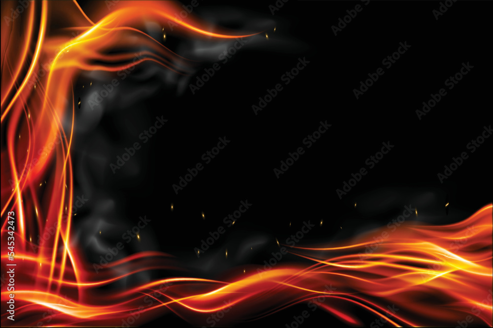 Realistic fire flame background Stock Vector | Adobe Stock