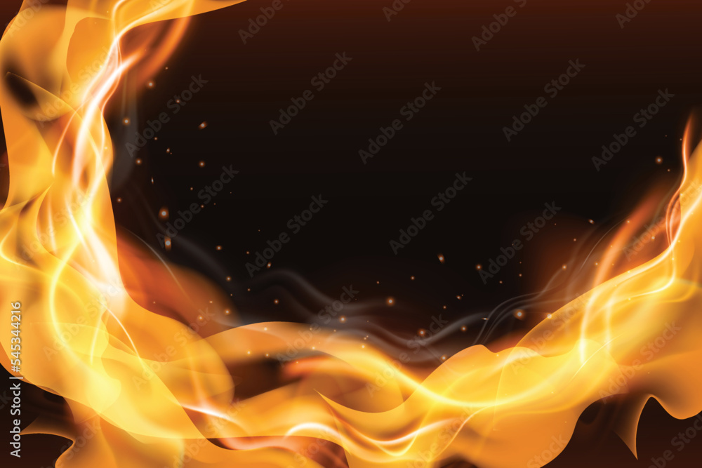 Realistic fire flame banner background Stock Vector | Adobe Stock