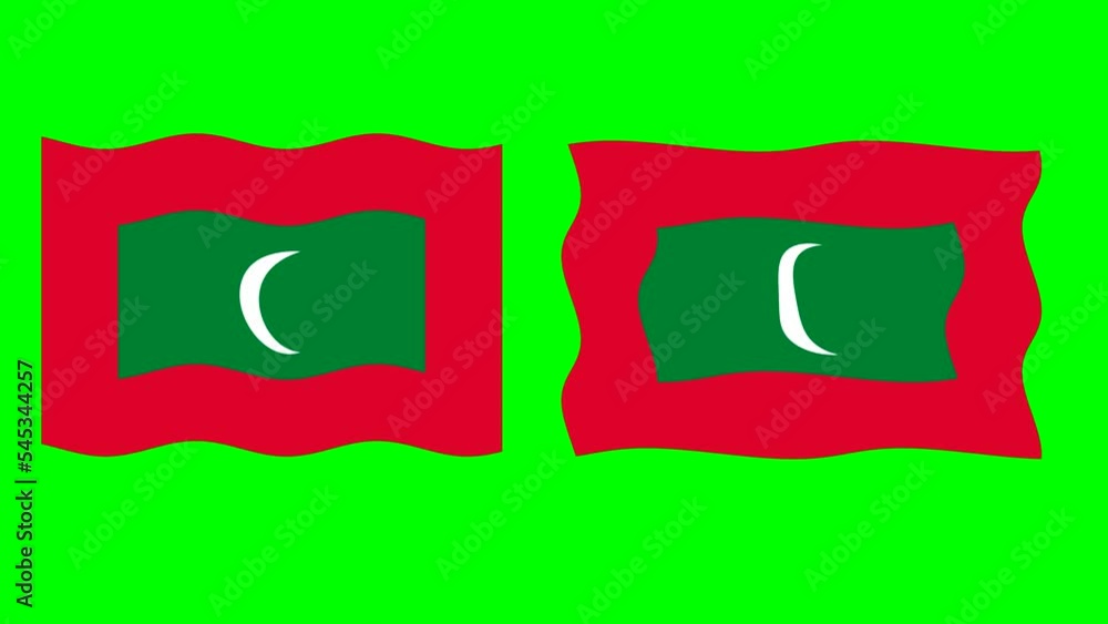 Wavy Maldives flag motion graphics with green screen background Stock ...