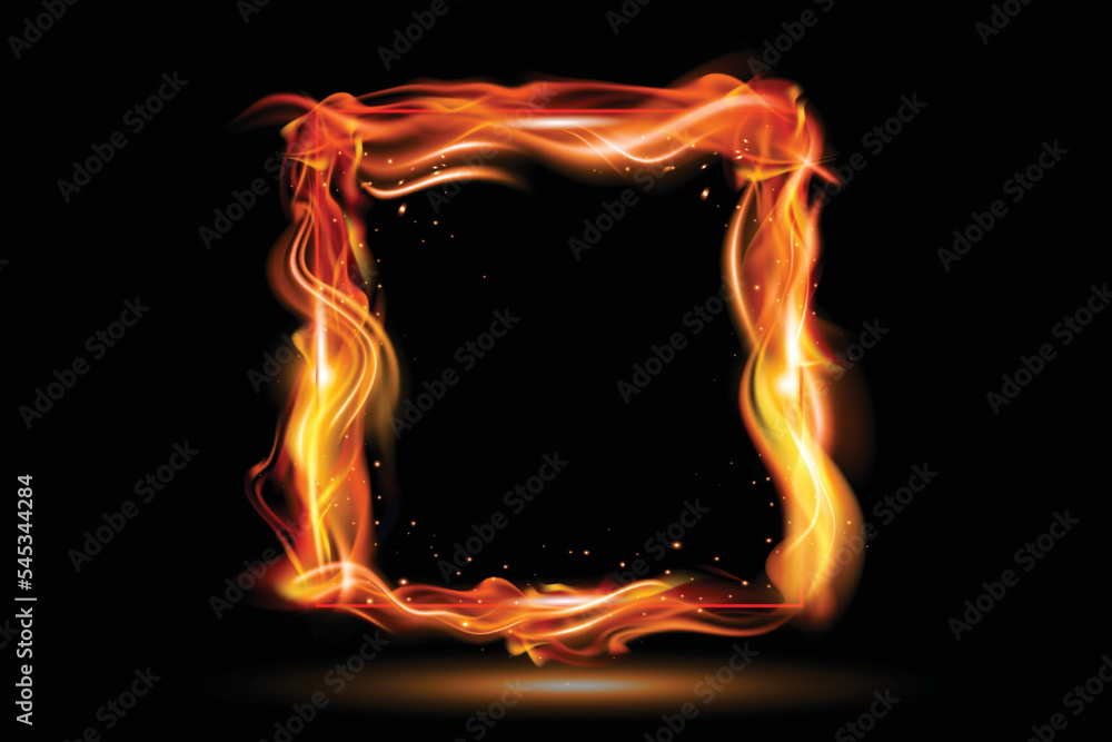 Realistic fire flame banner background Stock Vector | Adobe Stock