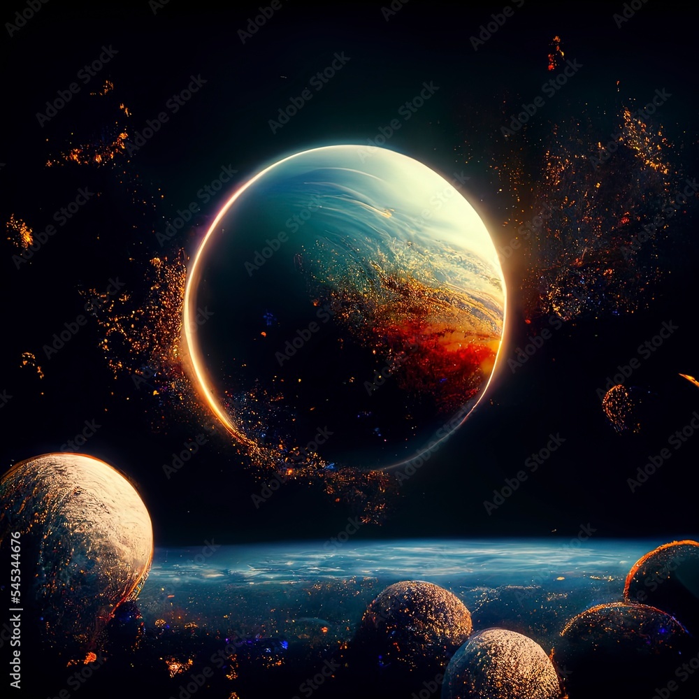 Planets in space. Made by AI. Stock Illustration | Adobe Stock